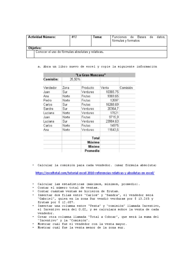 Base de datos formatos Excel | PDF