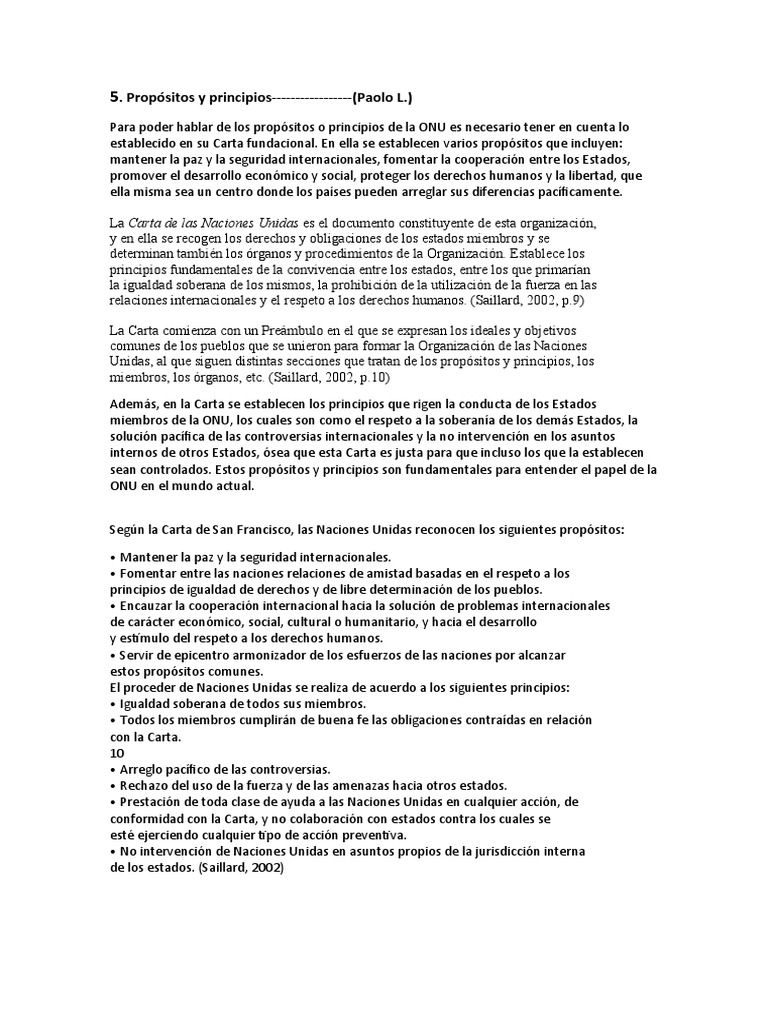 Propositos y Principios de La Onu P.of - PAOLO - U1 - DEFNAC | PDF | Naciones Unidas ...