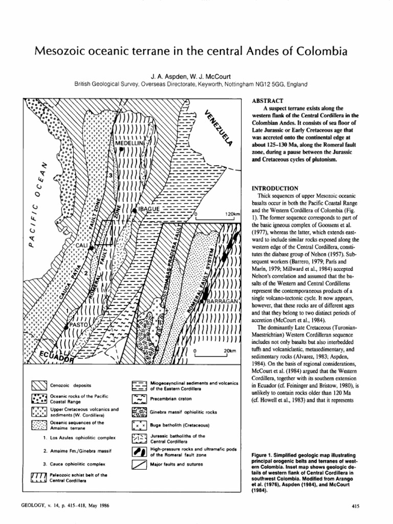 Mesozoic Oceanic Terrane in Colombia | PDF | Andes | Earth Sciences