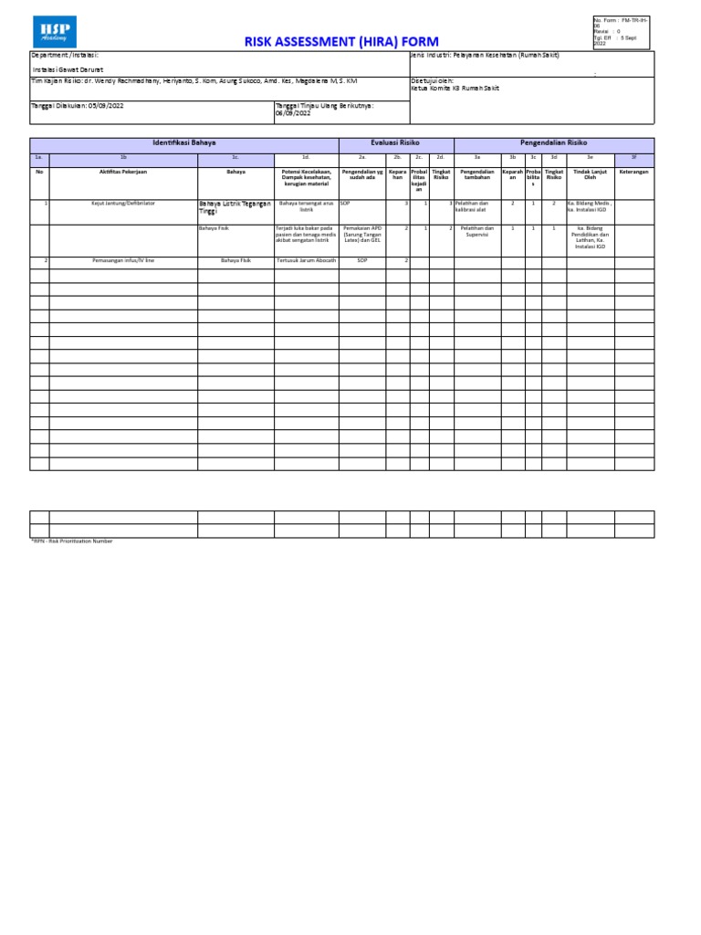FORM 07 Latihan HIRA | PDF