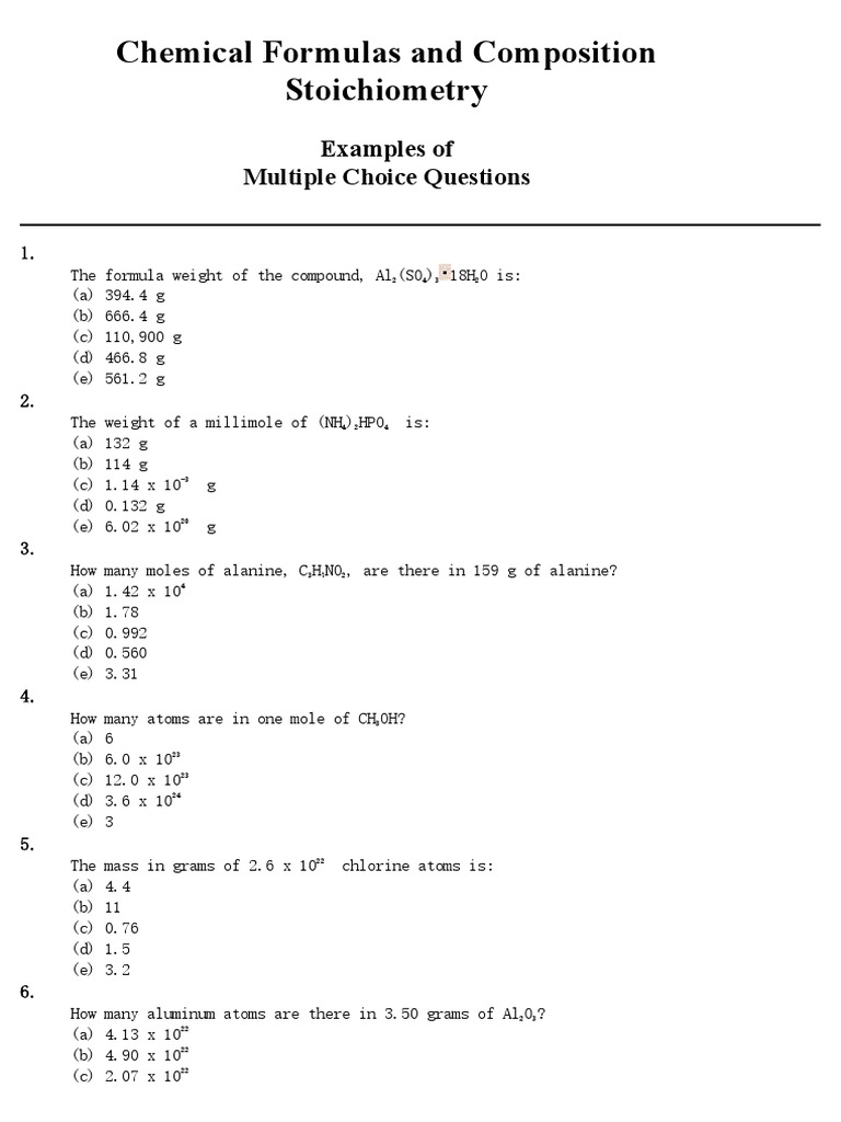 2.chemical Formulas and Composition Stoichiometry | PDF | Mole (Unit ...
