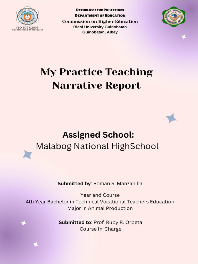 Practice Teaching Narrative Report Roman Manzanilla | PDF | Teachers ...