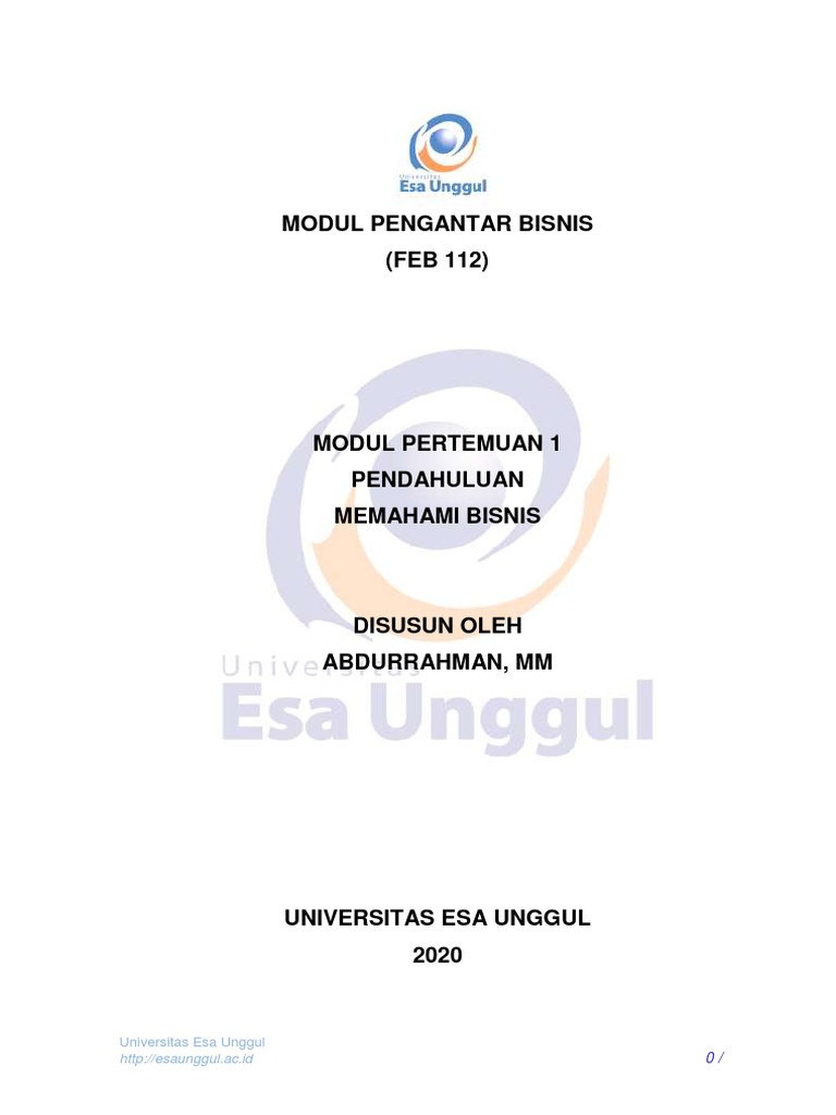 Modul Pengantar Bisnis Pertemuan 1-1 | PDF