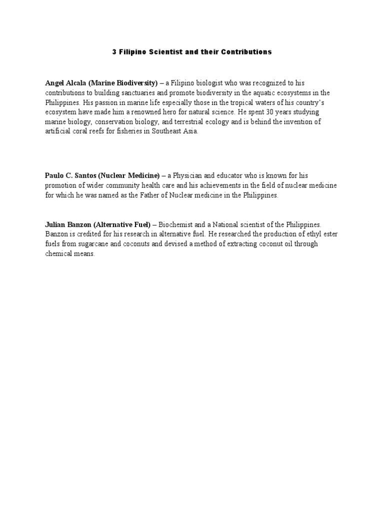Filipino Scientists and Their Innovations | PDF