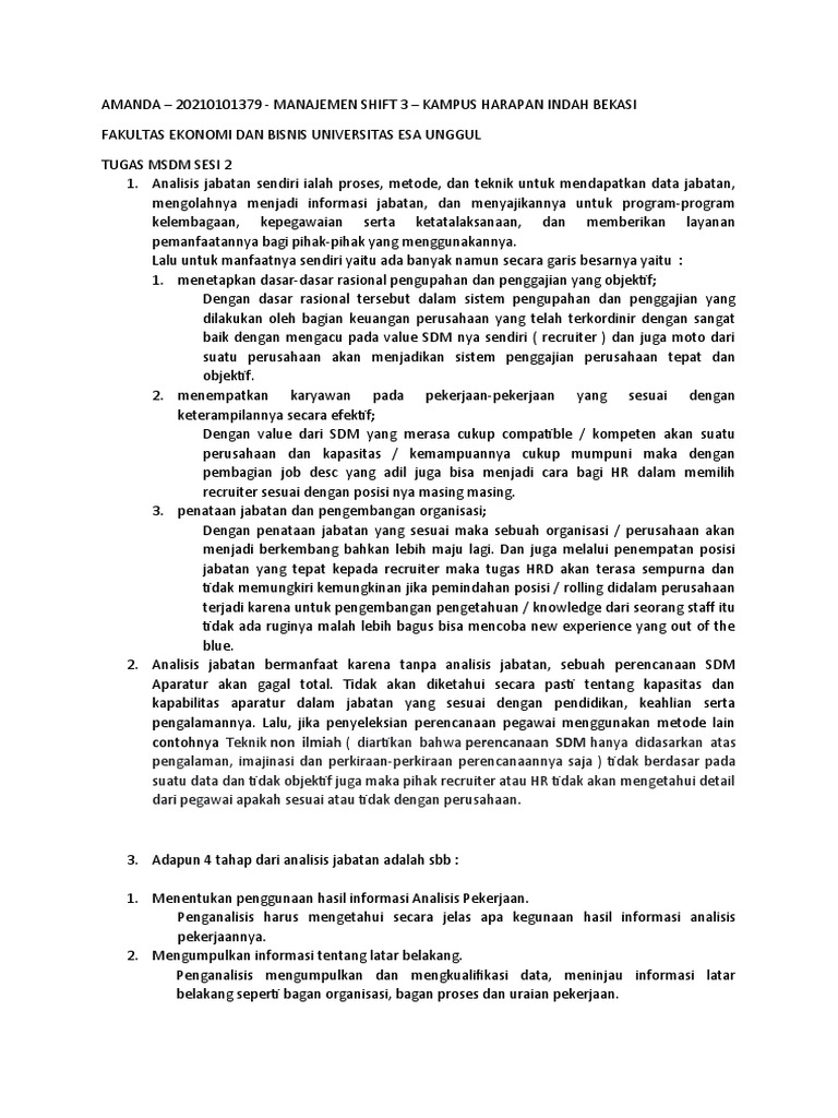 Tugas MSDM Sesi 2 | PDF