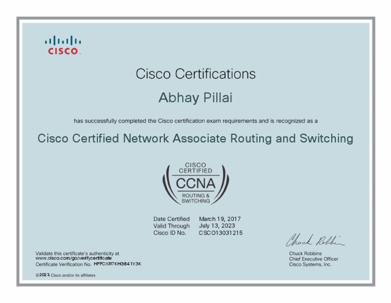Cisco Certified Network Associate Routing and Switching Certificate | PDF