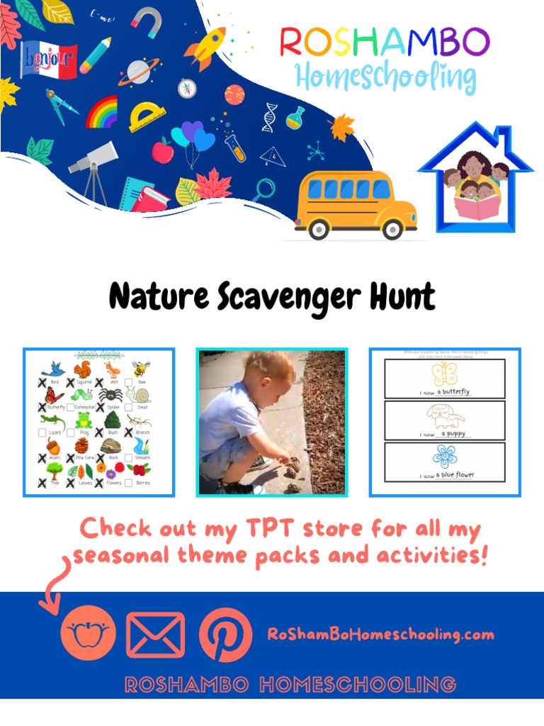 Nature Scavenger Hunt: Check Out My TPT Store For All My Seasonal Theme ...