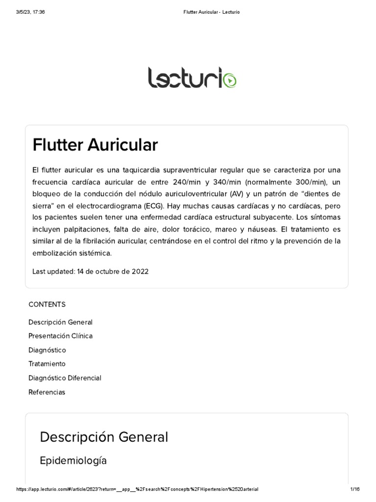 Flutter Auricular - Lecturio | PDF | Infarto de miocardio ...