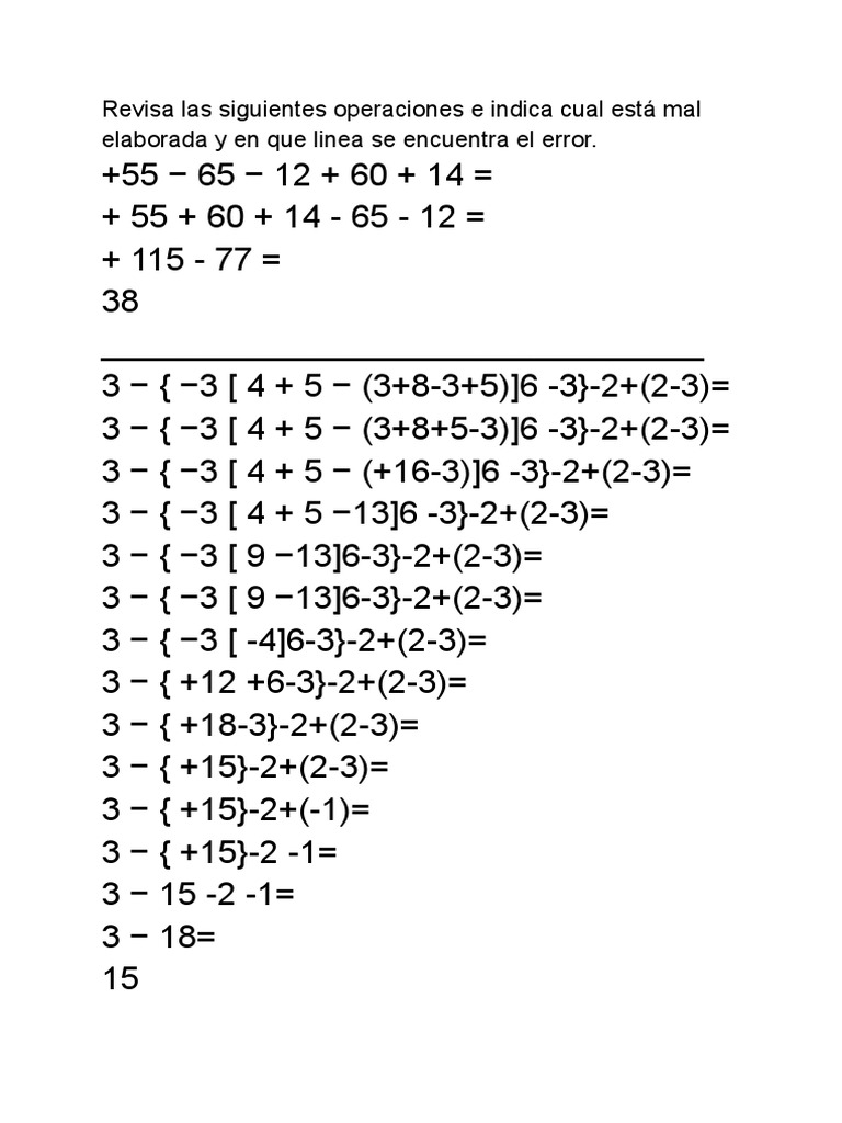 Ejercicios de Aritmetica Signos de Agrupacion | PDF