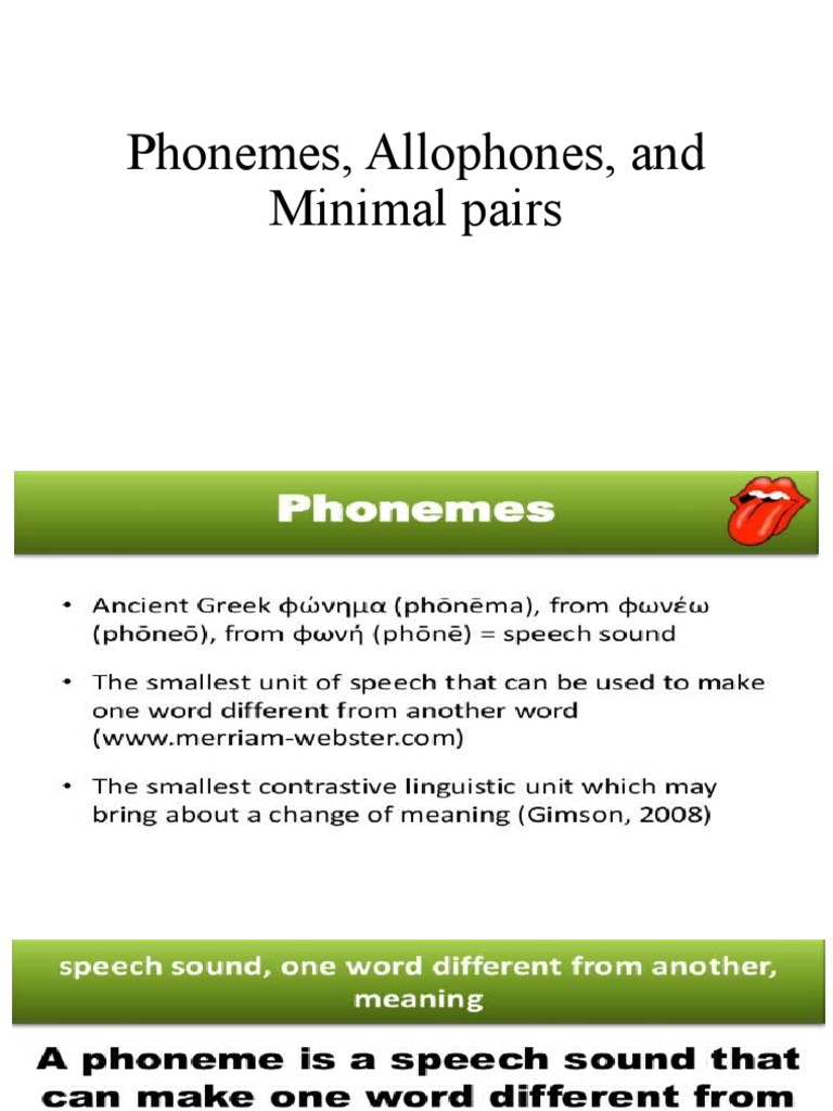 1.3 Phonemes Allophones and Minimal Pairs Lesson 3 | PDF