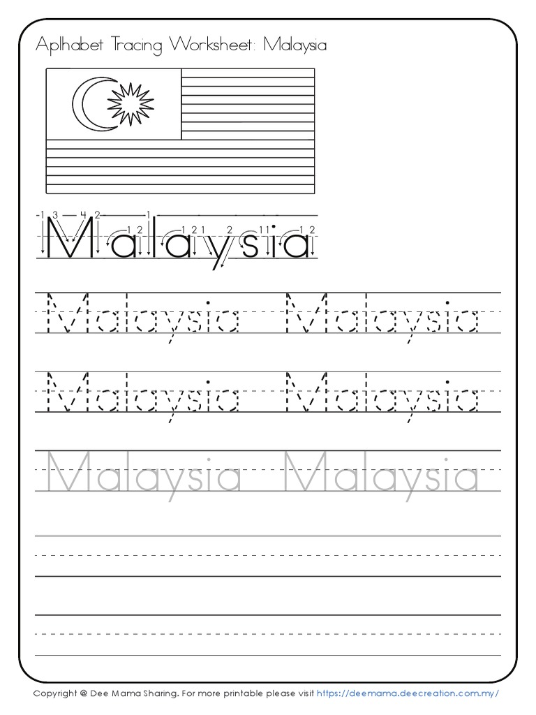 Malaysia Alphabet Tracing Worksheet | PDF