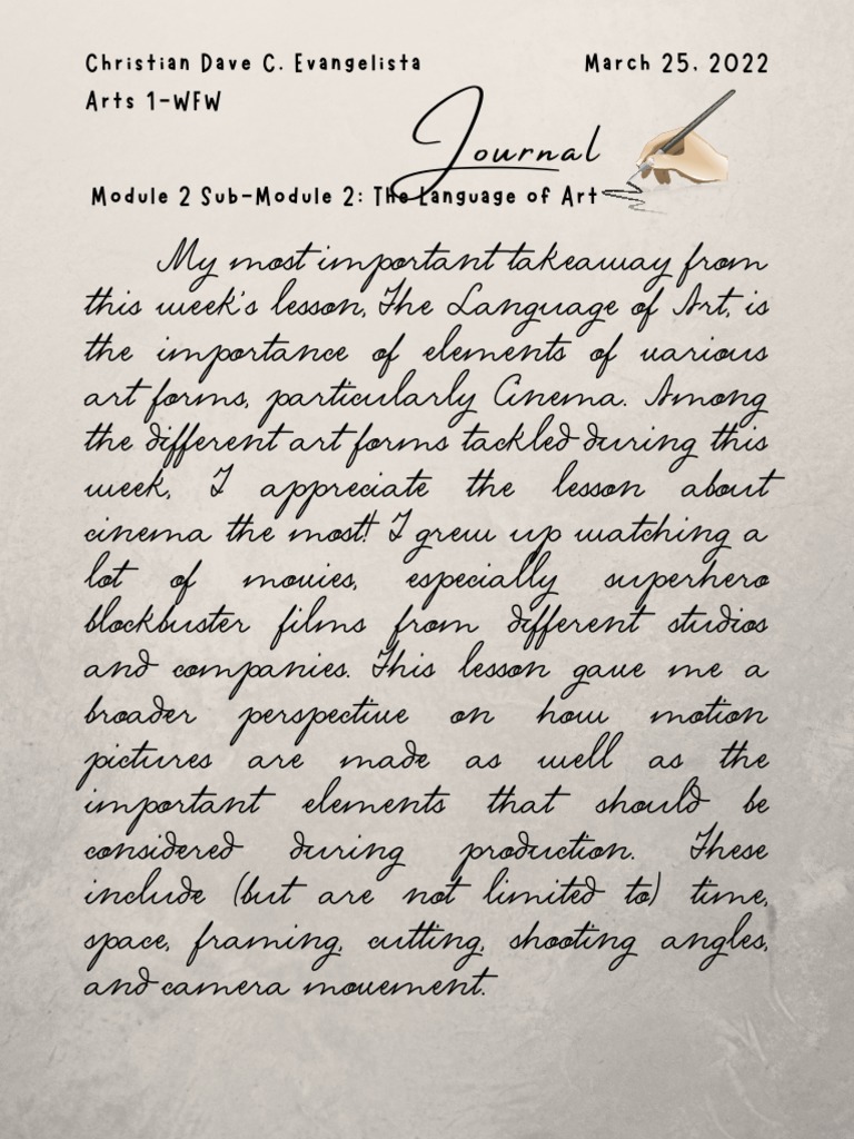 EVANGELISTA Arts1 Journal Module#2 Sub-Module#2 | PDF