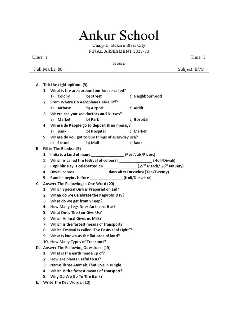 Evs 1 Class 2 3 Pdf