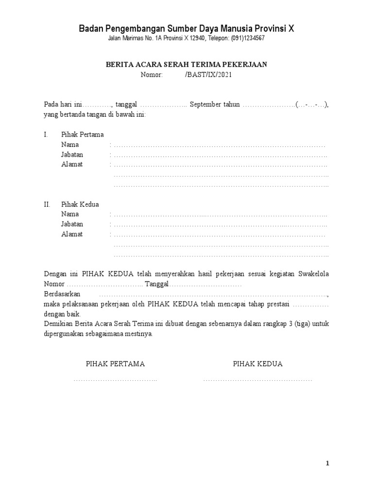 Lampiran 11 - Form Berita Acara Serah Terima | PDF