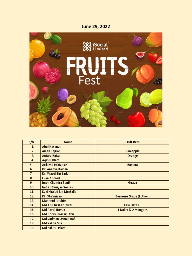 Fruit Fest Isocial | PDF