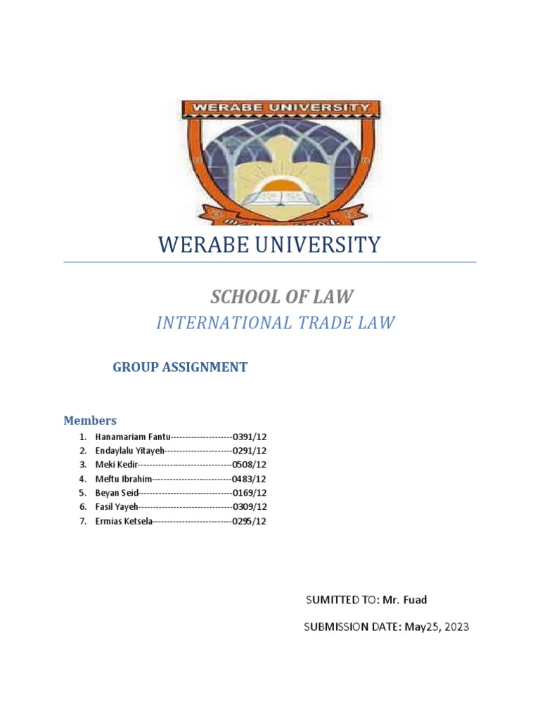 International Trade Assignment | PDF | World Trade Organization | International Business