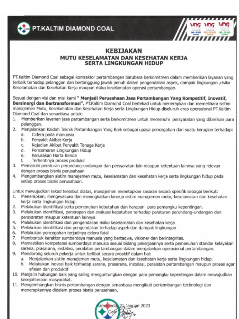 Kebijakan Mk3l r.01 PT Kdc-1 | PDF