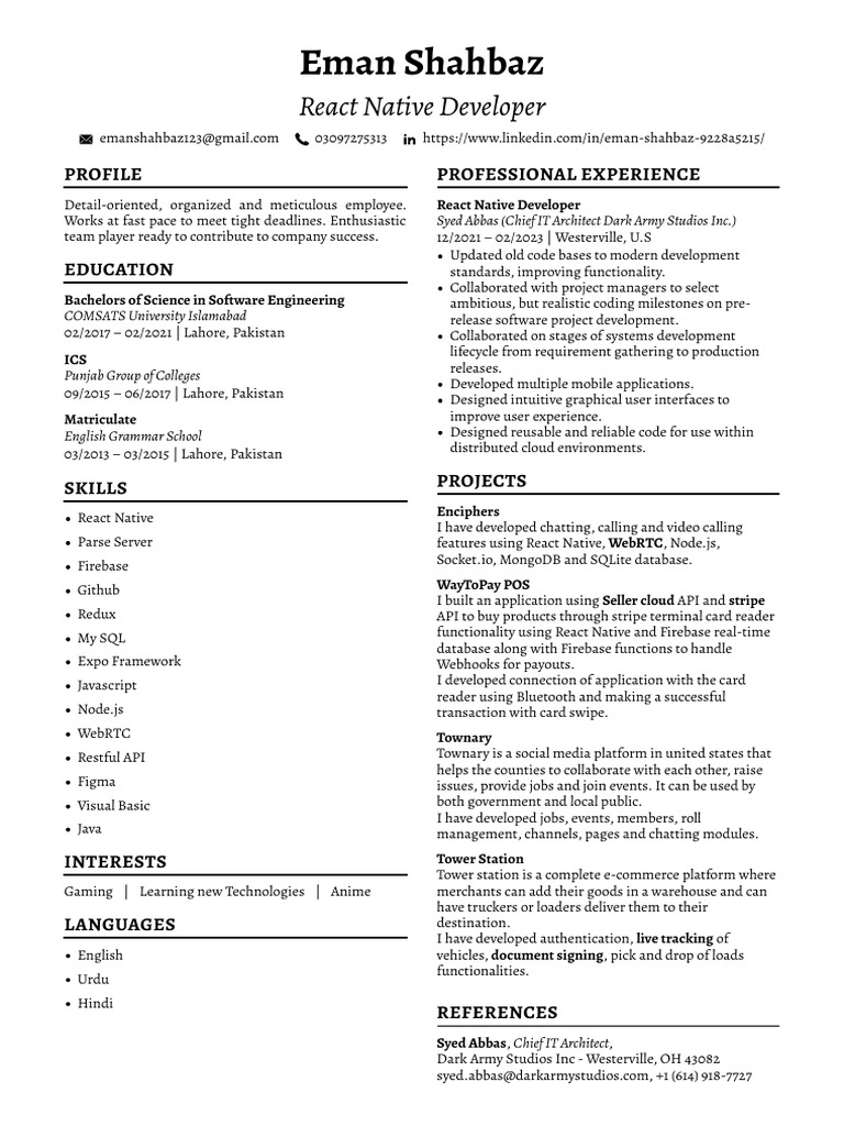 Eman - Shahbaz - Resume - 26 04 2023 17 26 32 | PDF | Software Engineering | Information ...