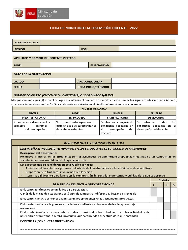 3 Ficha de Monitoreo 2022 | PDF | Evaluación | Aprendizaje