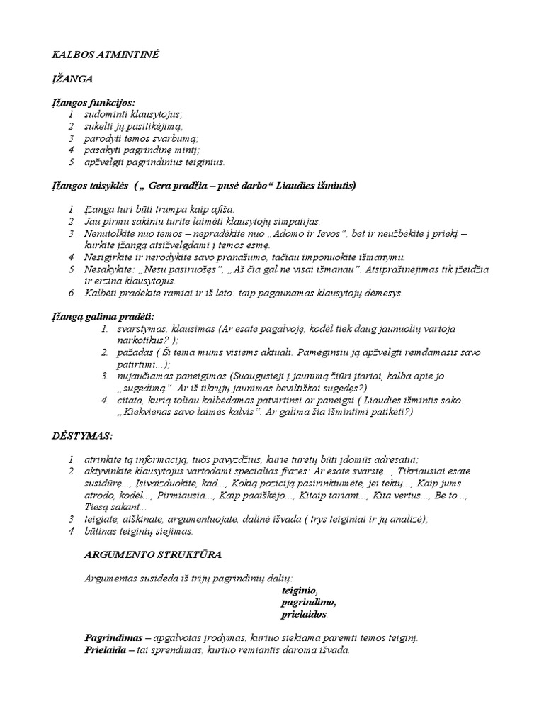 Kalbos Atmintine | PDF