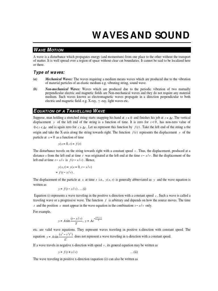 13 - Waves and Sound-01-Theory | PDF | Waves | Tension (Physics)