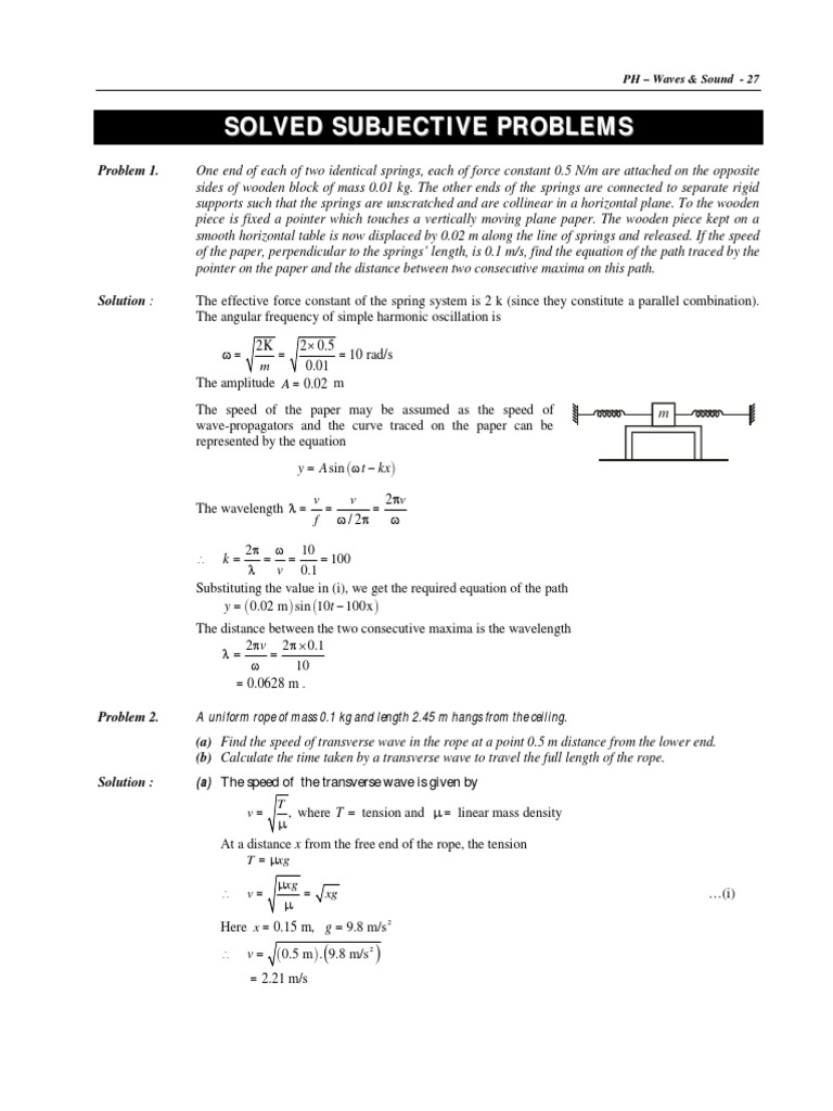 Waves and Sound-02-Subjective Solved | PDF | Waves | Sound Waves and Sound-02-Subjective Solved | PDF | Waves | Sound
