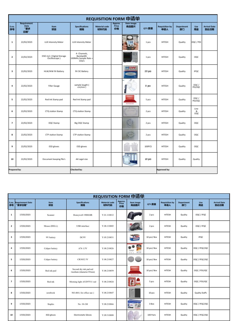 Quality Requisition Form 22 Feb.2023 | PDF | Information And ...