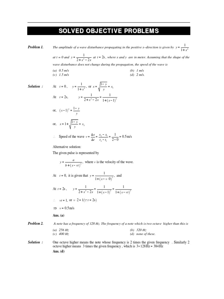 Waves and Sound-03 - Objective Solved | PDF | Harmonic | Waves Waves and Sound-03 - Objective Solved | PDF | Harmonic | Waves