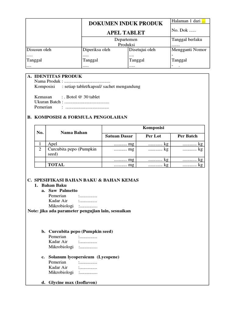 Dokumen Produksi Apel Tablet | PDF | Teknologi & Rekayasa