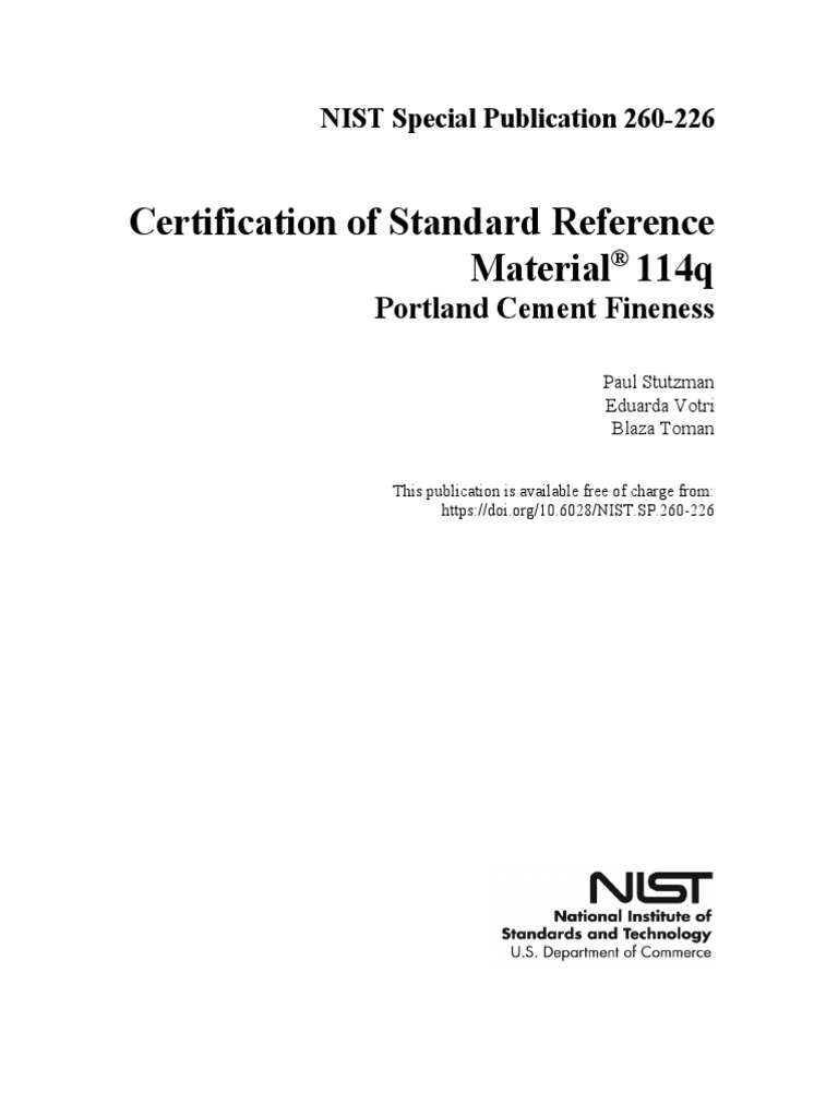 NIST 114q | PDF | Particle Size Distribution | National Institute Of ...