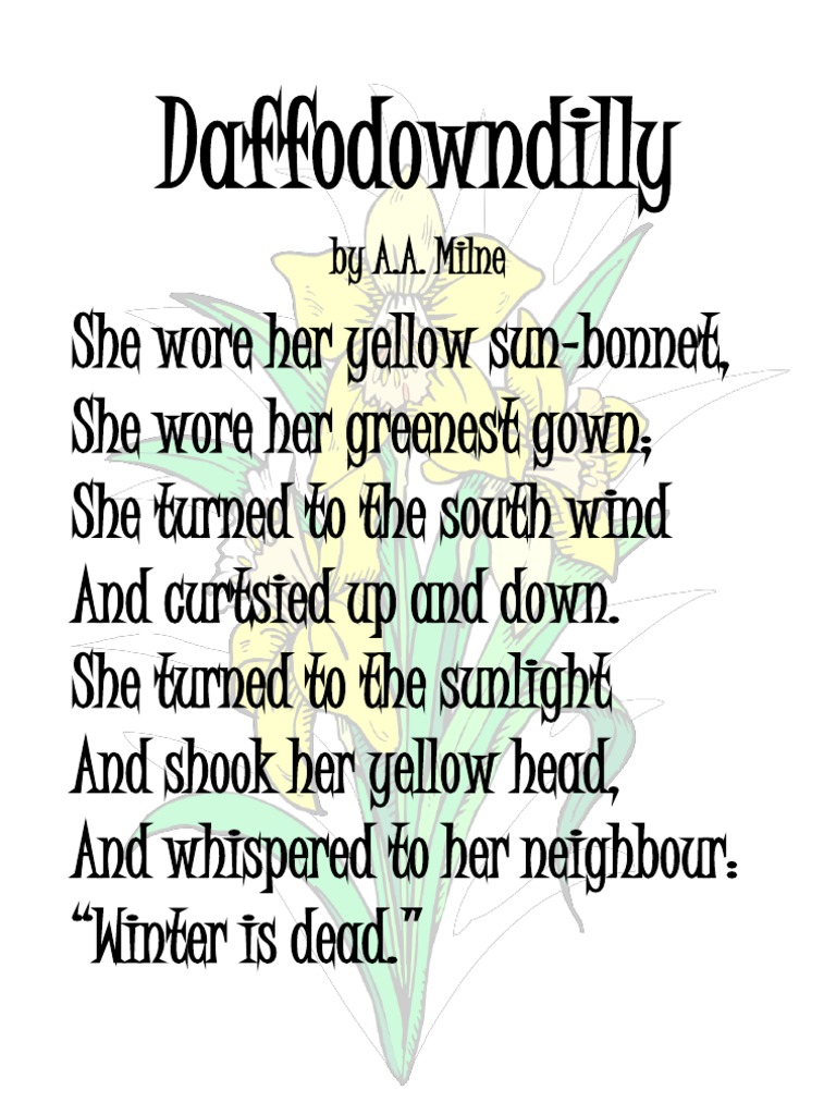 Daffodowndilly Daffodil Poem | PDF