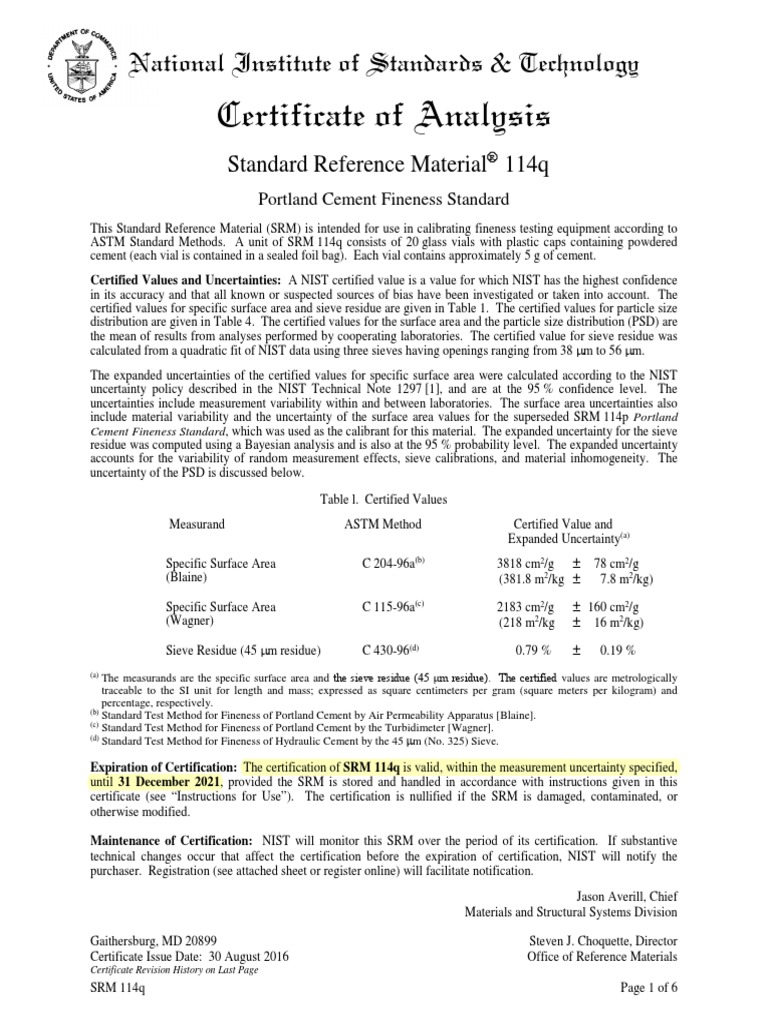 Sert 114Q | PDF | Particle Size Distribution | Calibration