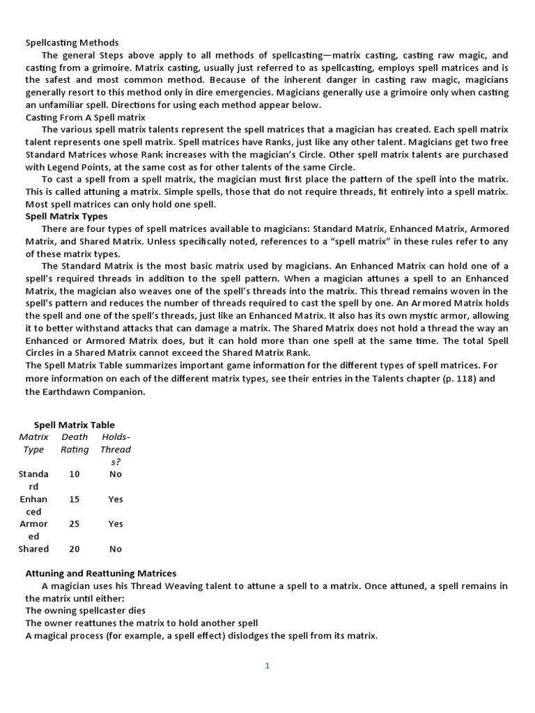 Spellcasting Methods | PDF | Matrix (Mathematics)