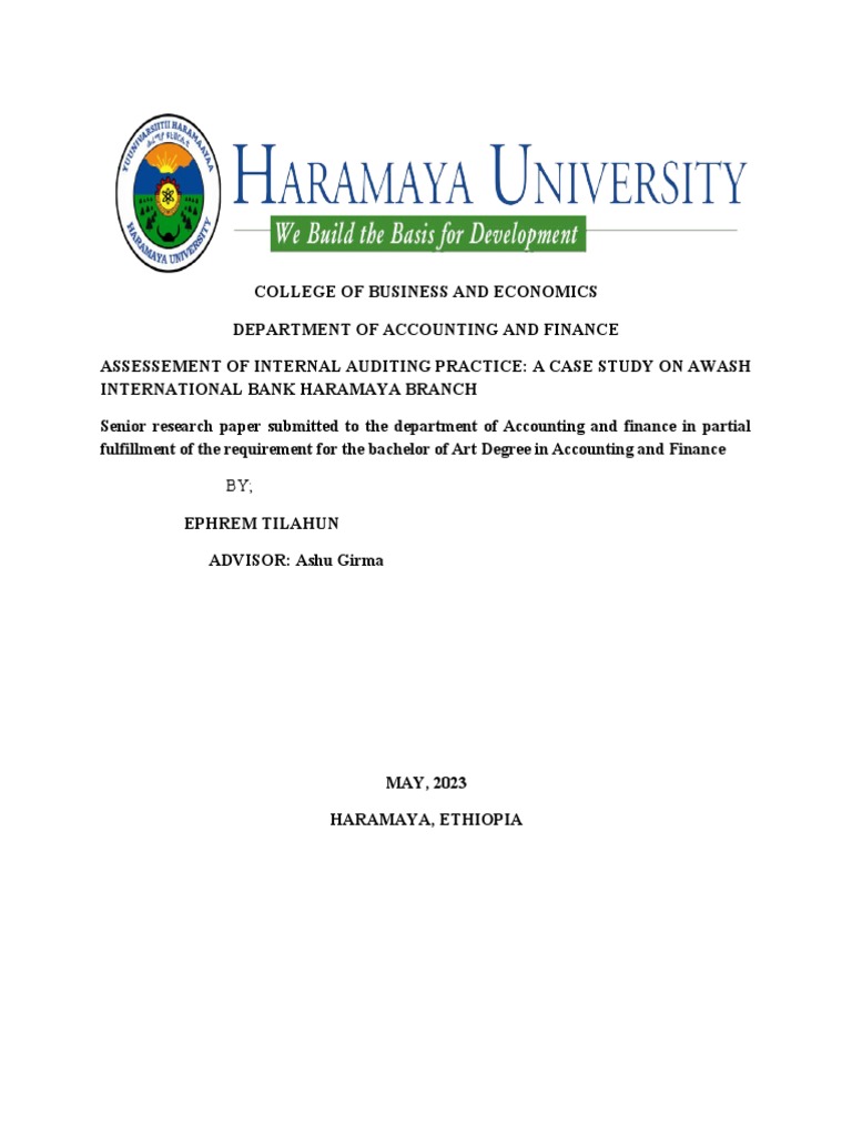 Ephrem Tilahun Research | PDF | Audit | Internal Audit