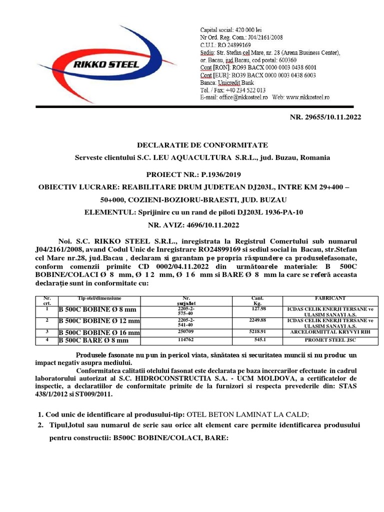Declaratie de Conformitate | PDF