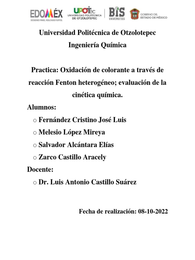 Reacción Fenton | PDF | Ácido sulfúrico | Peróxido de hidrógeno