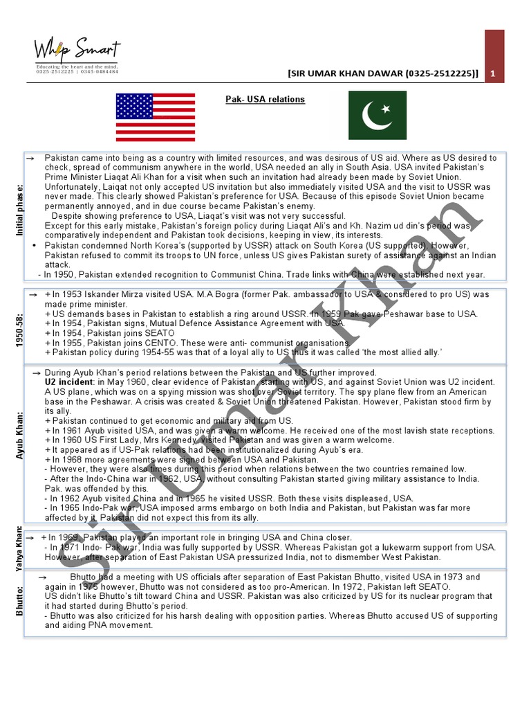 Microsoft Word - Pak-USA Relations | PDF | Benazir Bhutto | Muhammad ...