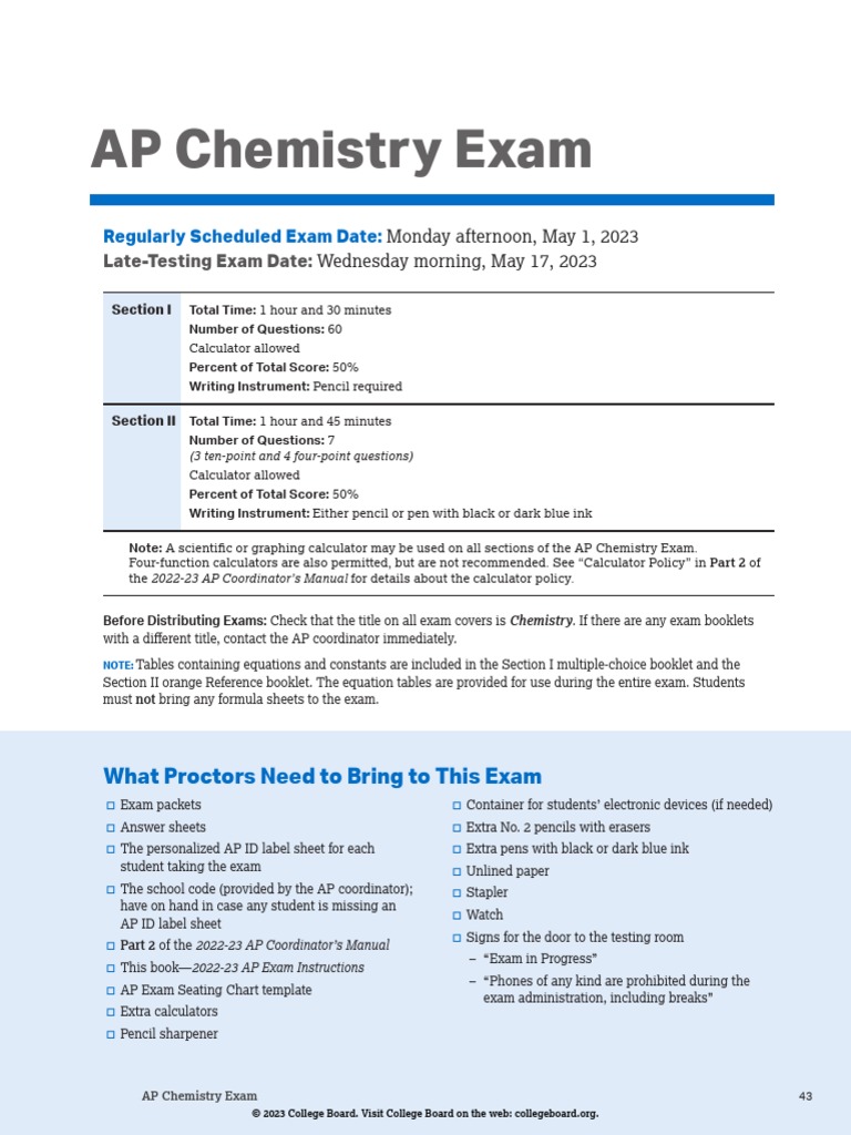 Ap Chemistry Exam Instructions | PDF | Advanced Placement | Multiple Choice