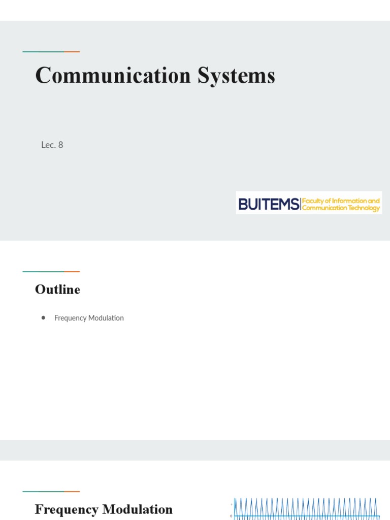 Comm. Sys. Lecture 7 | PDF | Frequency Modulation | Electronic Oscillator