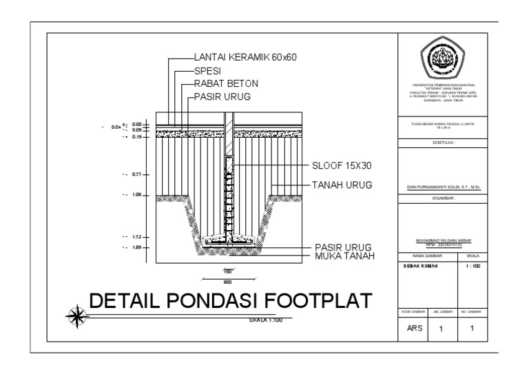 Detail Pondasi Footplat | PDF