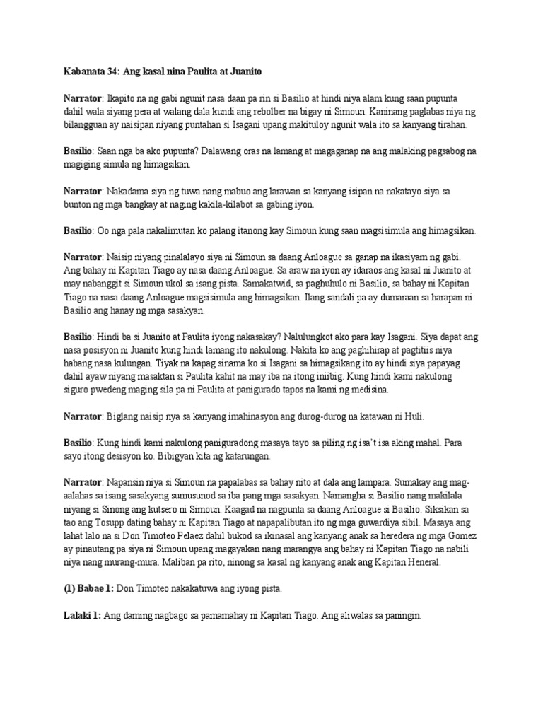 Kabanata 34 - Ang Kasal Nina Paulita at Juanito | PDF