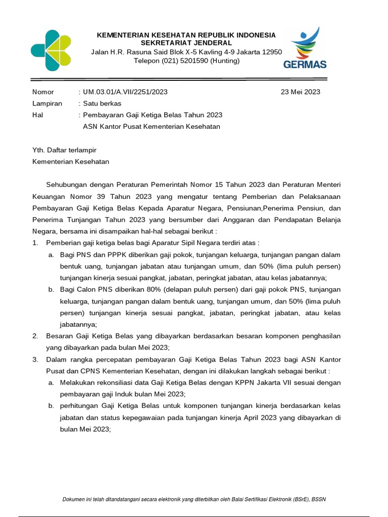 Pembayaran Gaji Ketiga Belas Tahun 2023 ASN Kantor Pusat Kementerian ... Pembayaran Gaji Ketiga Belas Tahun 2023 ASN Kantor Pusat Kementerian ...