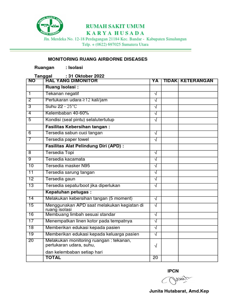 Monitor Ruang Isolasi | PDF