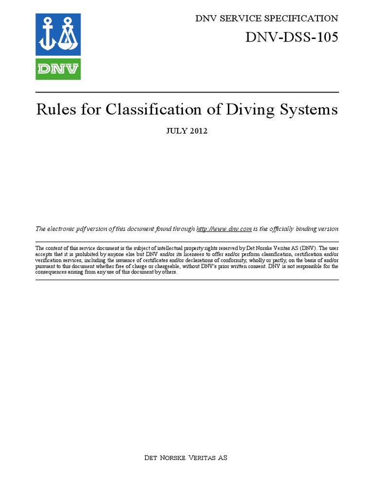 dss-105 - 2012-07 Classification of Diving Systems | PDF | Scuba Diving ...