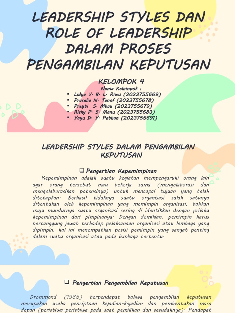 Leadership Styles Dan Role of Leadership Dalam Proses | PDF