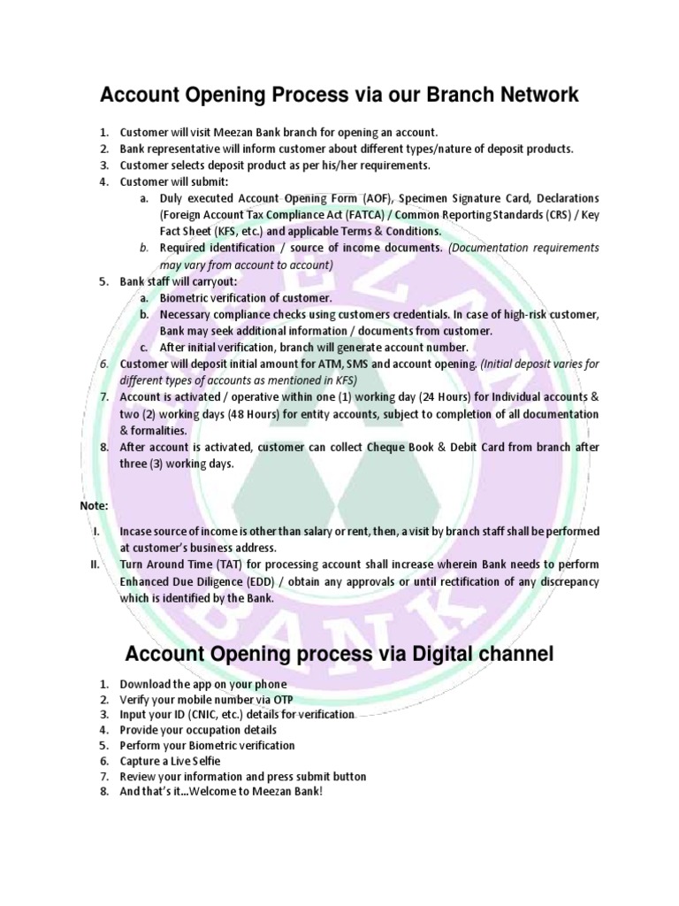 Meezan Bank Account Opening Guide | PDF | Banks | Cheque