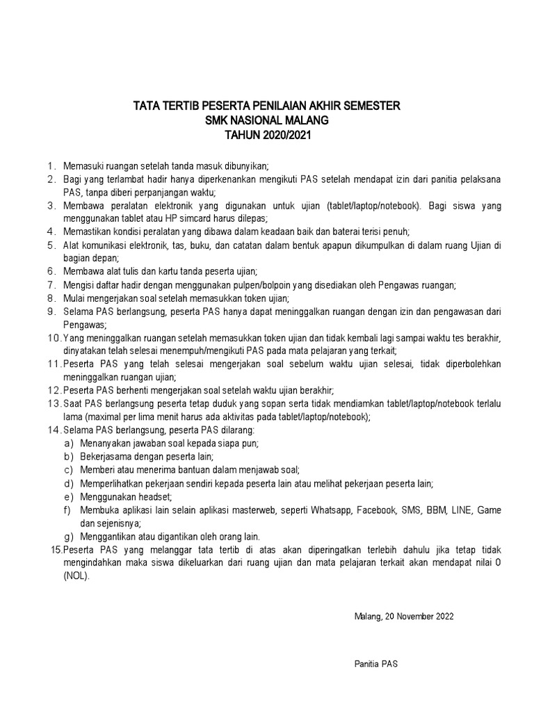 Tata Tertib Ujian Online | PDF