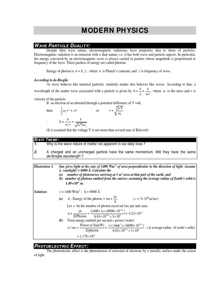 18 - Modern Physics-01-Theory | PDF | Photoelectric Effect | X Ray
