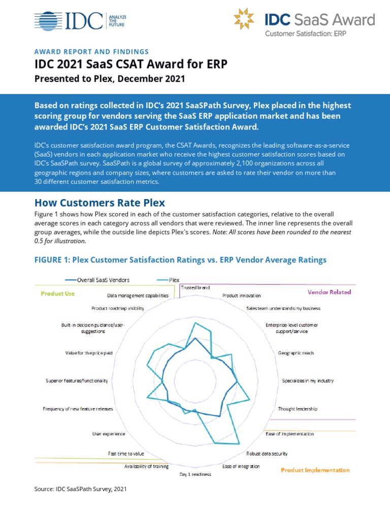 IDC SaaS-Award Customer-Satisfaction-ERP 2021 Plex | PDF | Enterprise Resource Planning ...