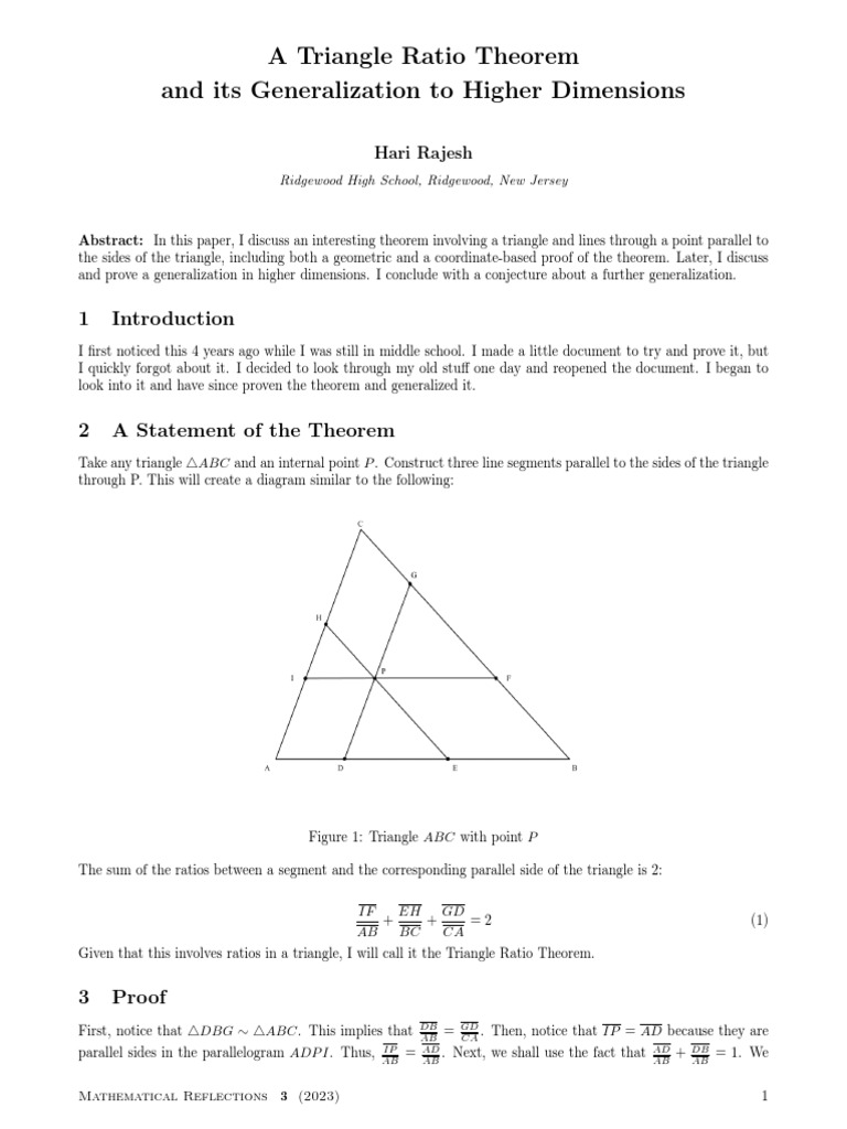 MR 3 2023 Triangle Ratio Theorem | PDF | Elementary Mathematics | Polytopes